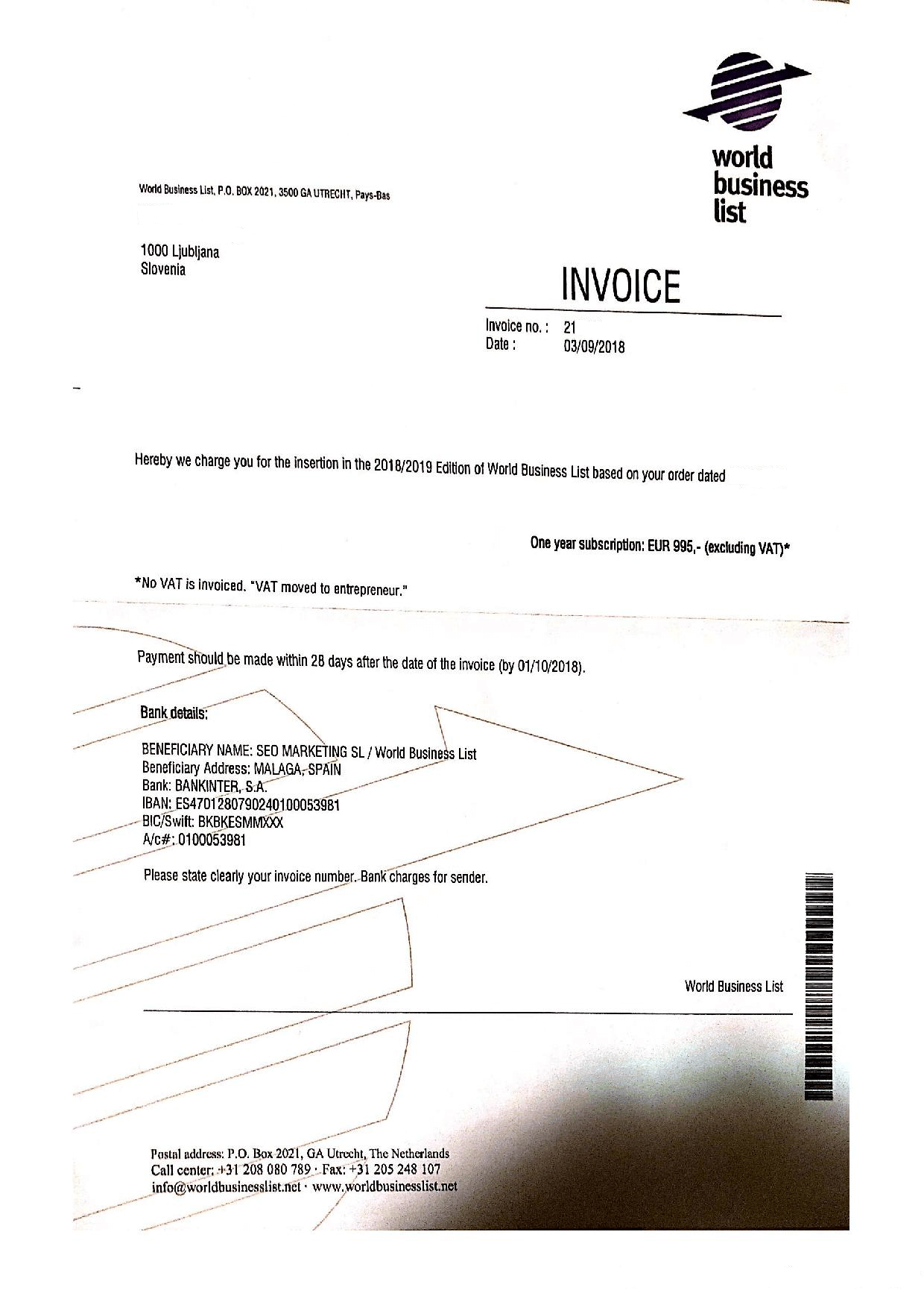 Scam - World Business List and Global Business Registry